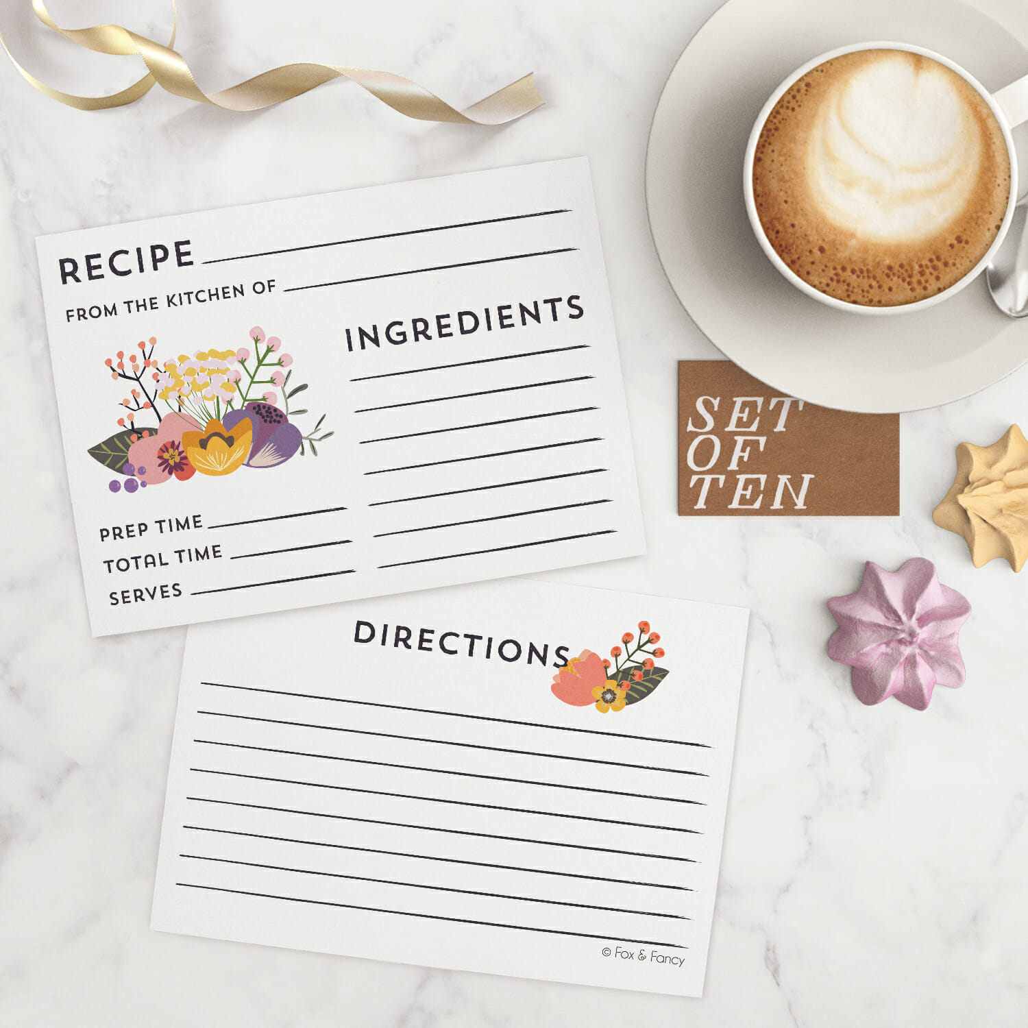 Floral Recipe Cards | Set of 10 – Fox & Fancy